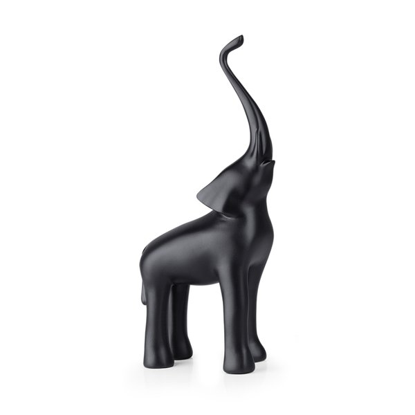 Escultura Em Resina Maciça Elefante Preto Fosco Bella Art P